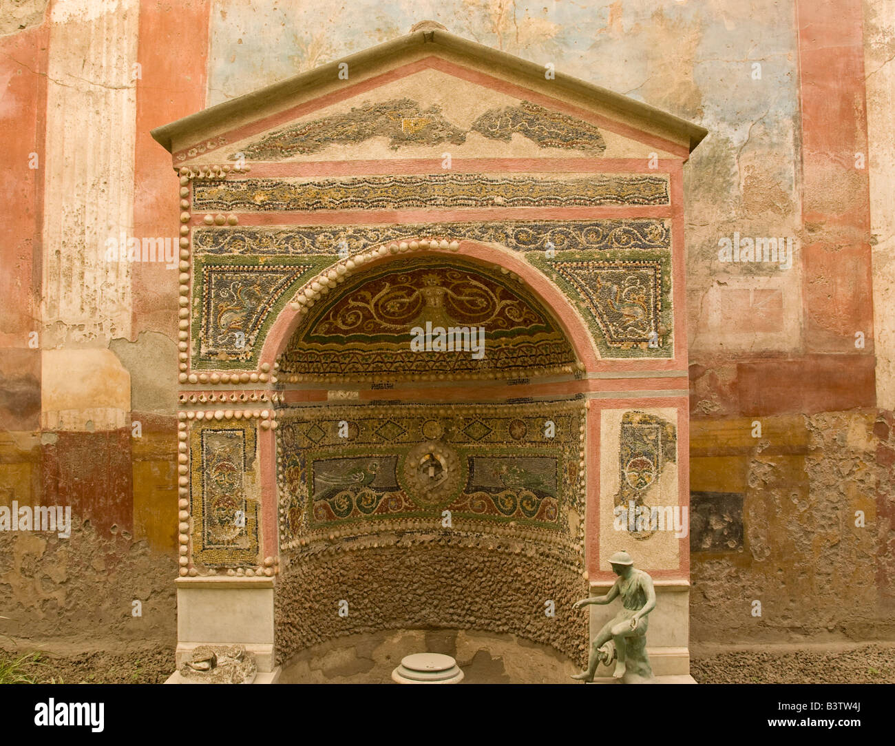 Europe, Italy, Campania, Pompeii. Mosaic with inlaid shells in the ...