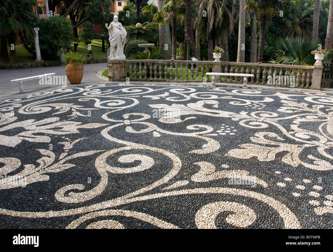 Europe, Italy, Santa Margherita Ligure. Large pebble stone mosaic in ...