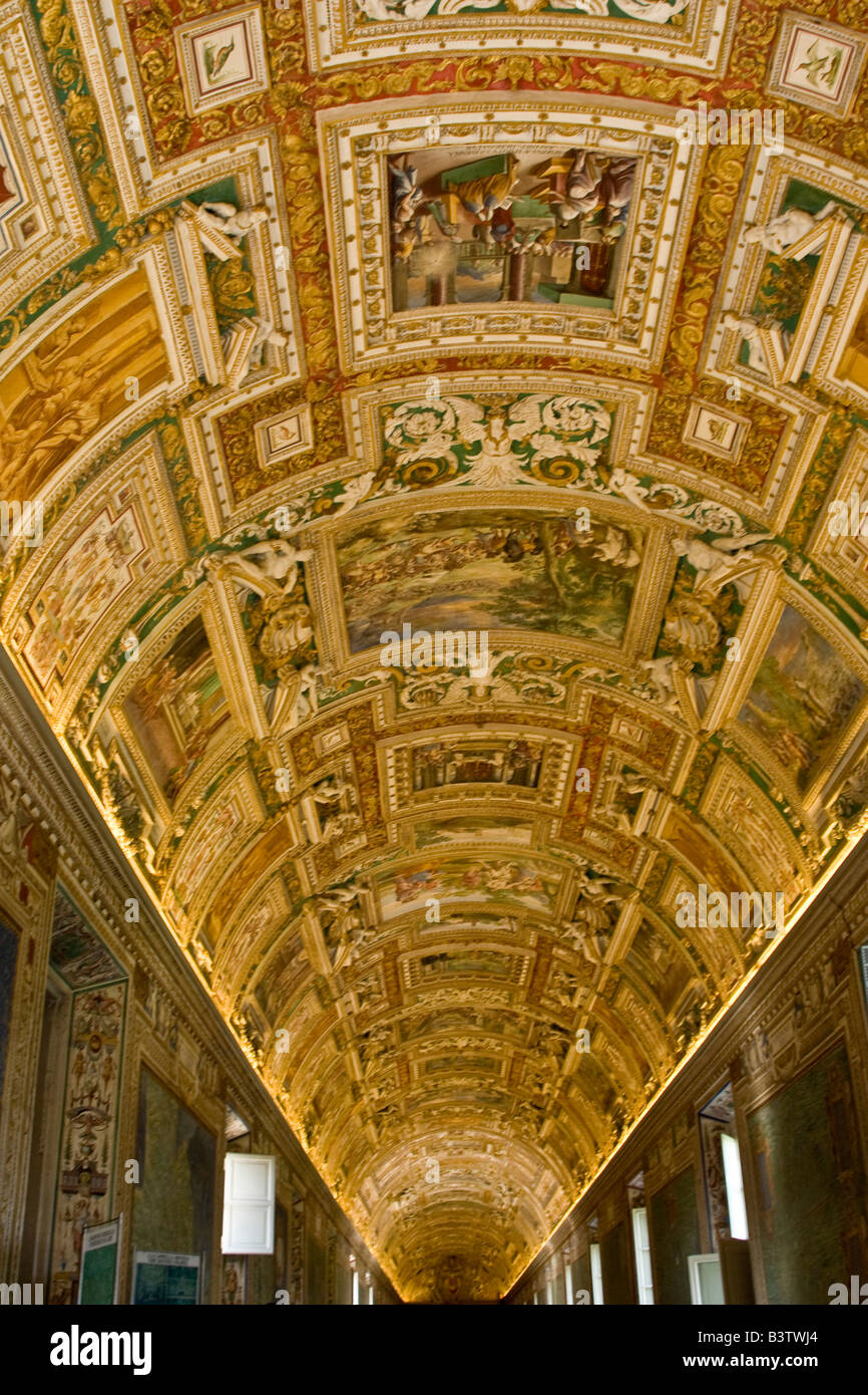 Europe, Italy, Rome, Vatican City. Art on the ceiling of the Vatican ...