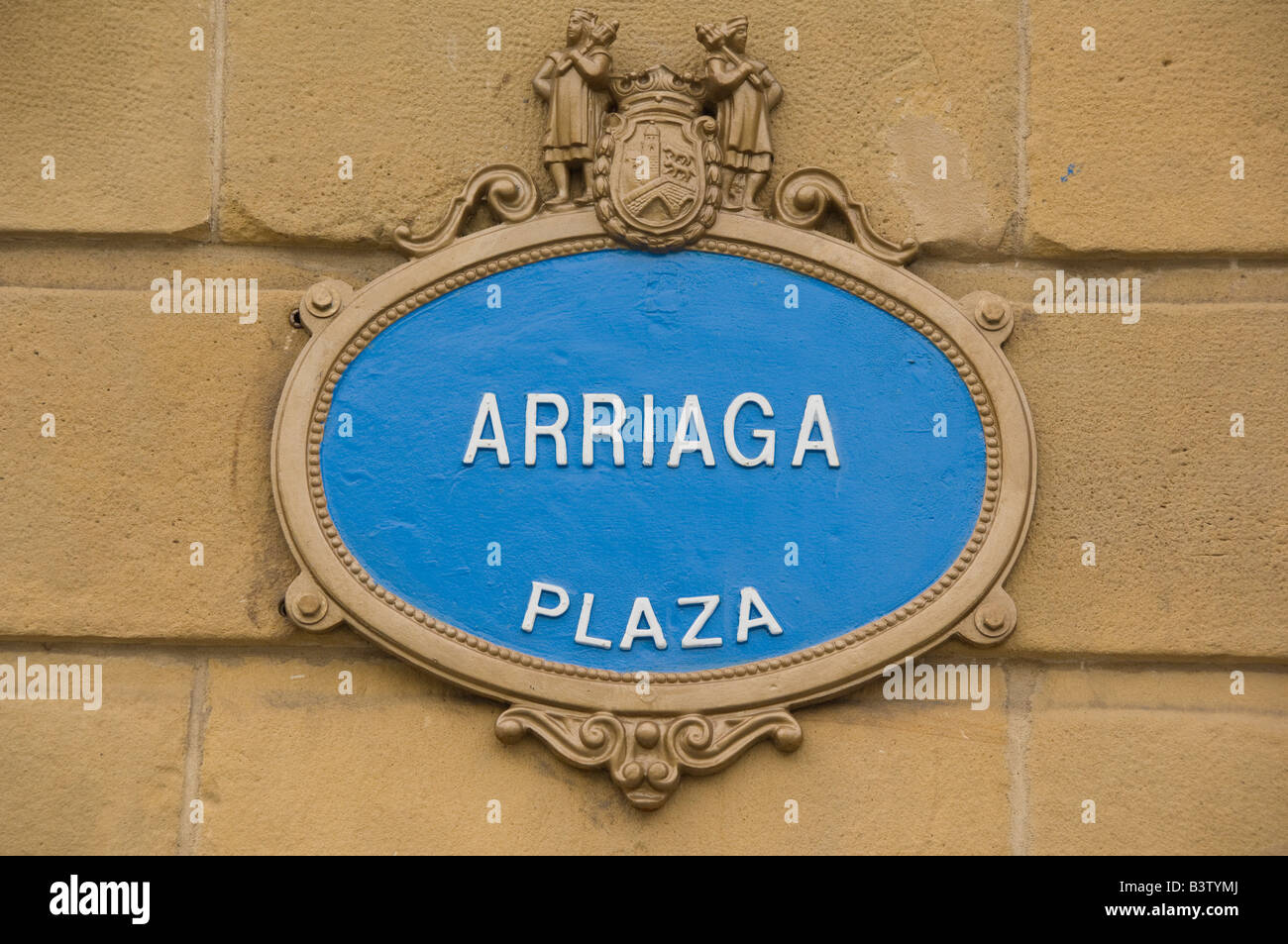 Spain, Bilbao. Historic Arriaga Theater, Historic area sign Stock Photo ...