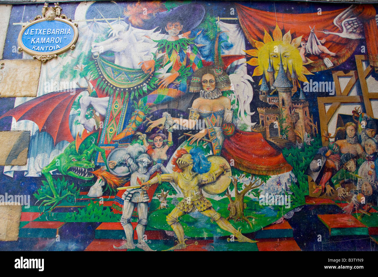 Spain, Bilbao. Wall mural in Historic District Stock Photo - Alamy