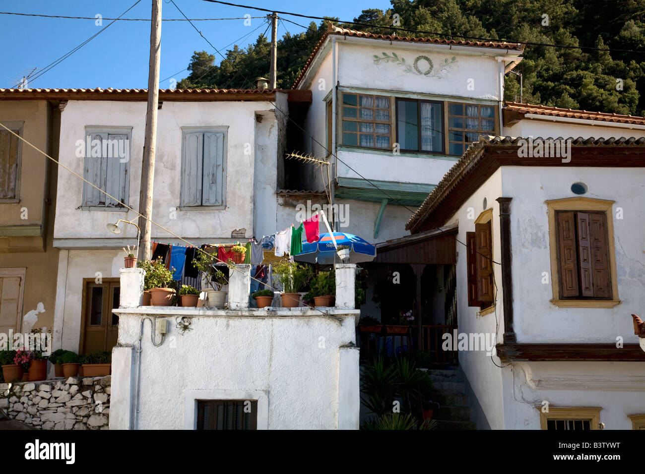 Houses at Vourliotes Village Samos Greece Stock Photo - Alamy