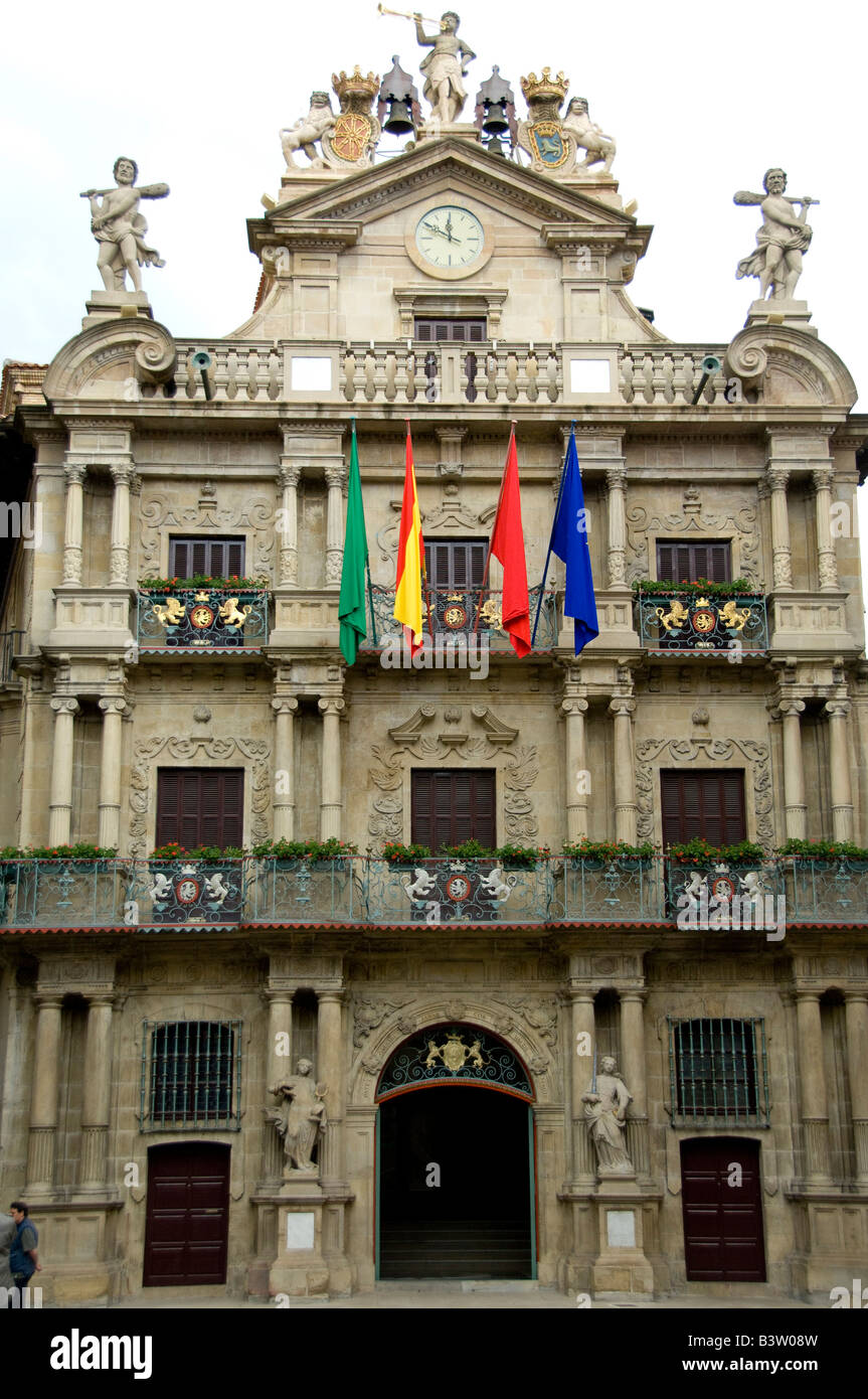 Spain, Pamplona (aka Iruna). City Hall Stock Photo - Alamy