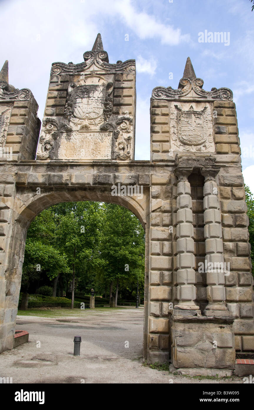 Spain, Pamplona (aka Iruna). Historic city walls and gate Stock Photo ...