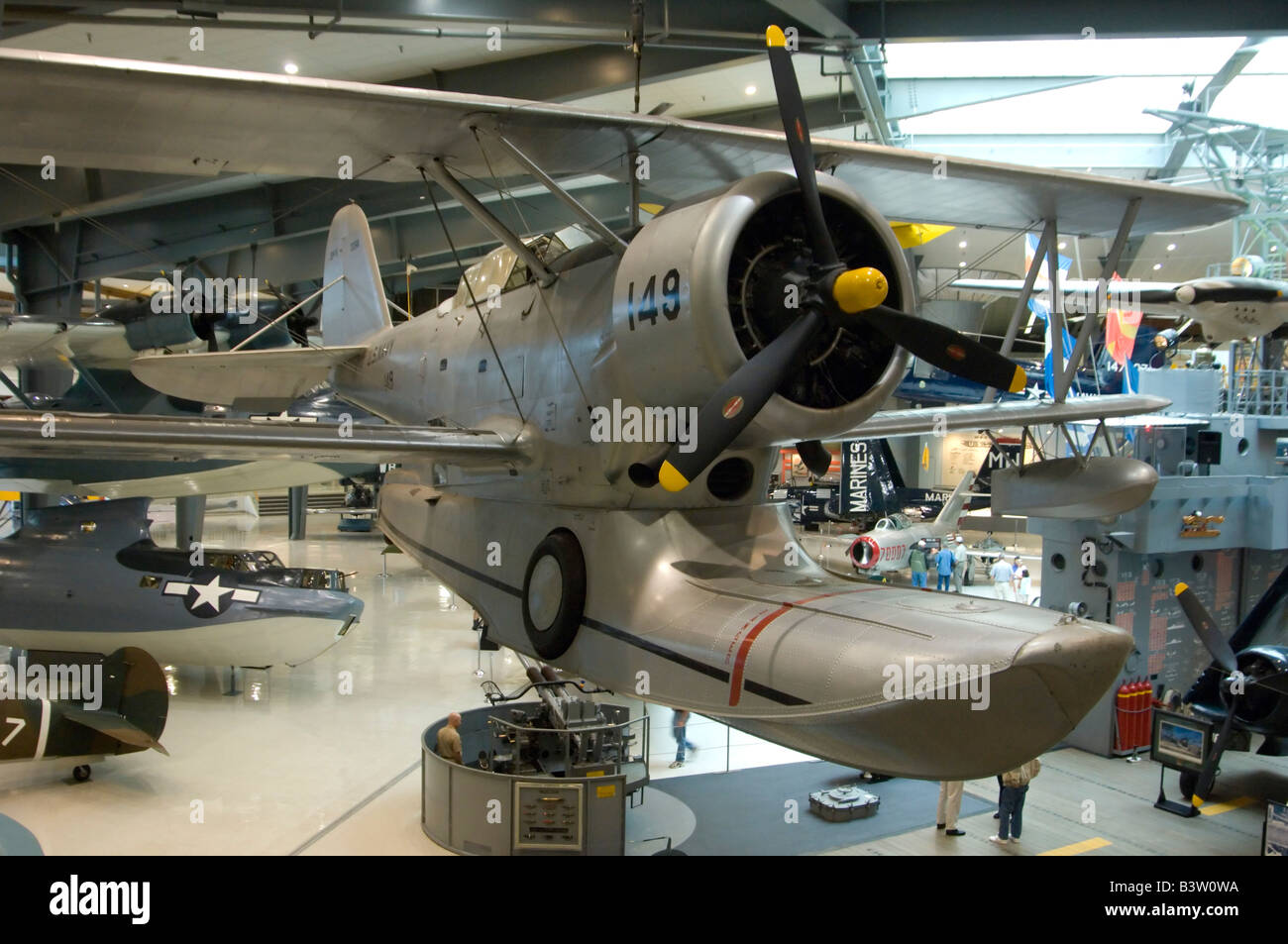 A Grumman J2F-6 "Duck" amphibious aircraft on static display at the ...