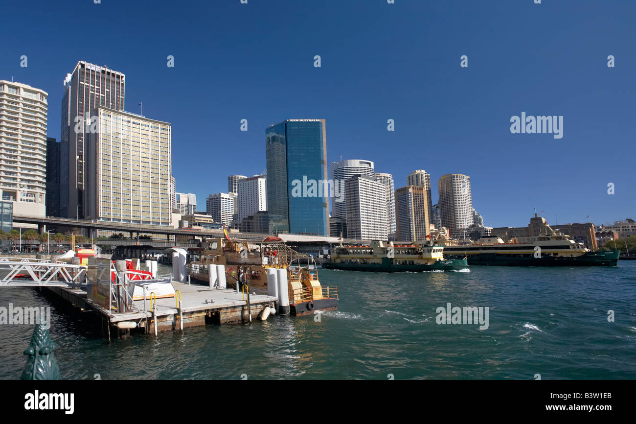 Circular Quay Sydney harbor skyline dock wharf ferry buildings city ...