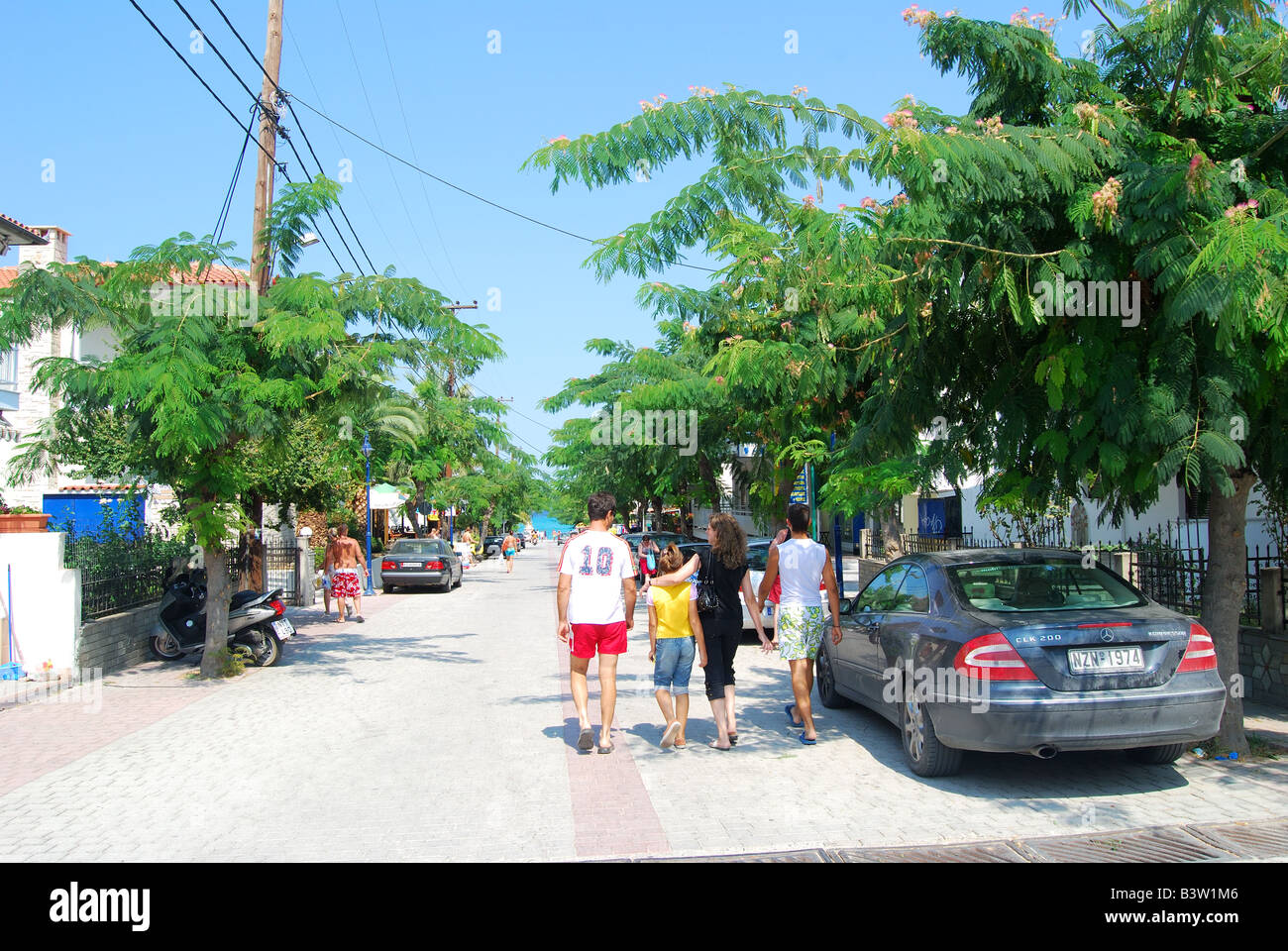 Walkway to beach, Polychrono, Kassandra Peninsula, Chalkidiki, Central ...