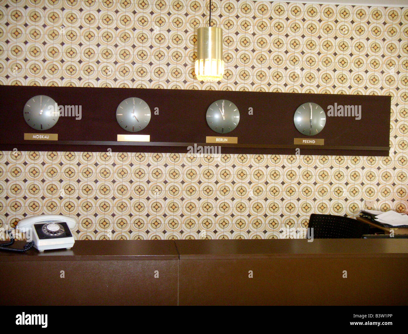 The reception desk at Ostel The GDR Design Hostel Berlin Stock Photo ...