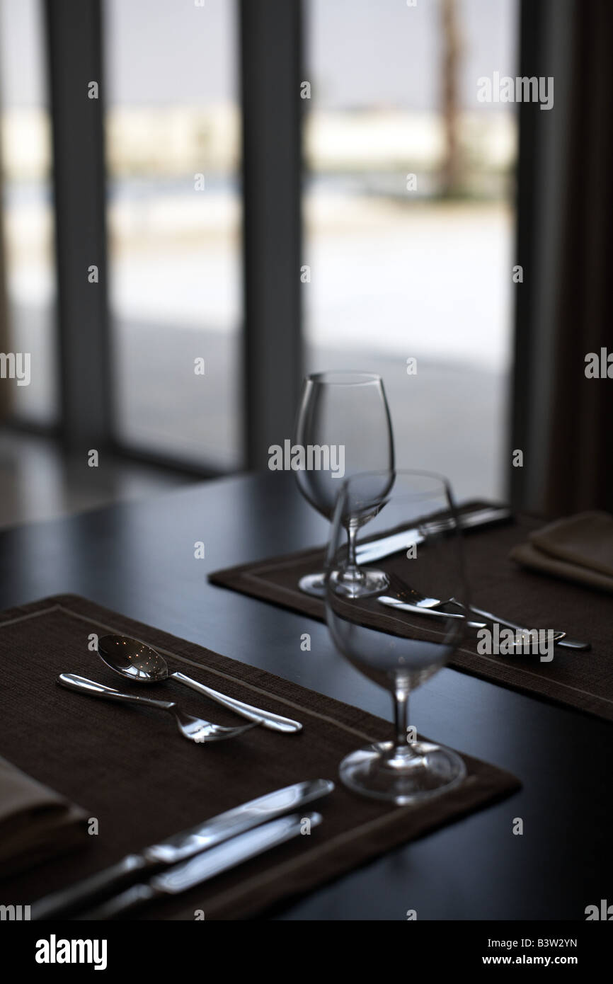 Set dinner table Stock Photo - Alamy