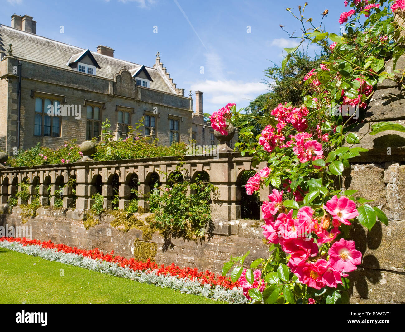 Pretty pink and red flowers in the grounds of Newstead Abbey in ...
