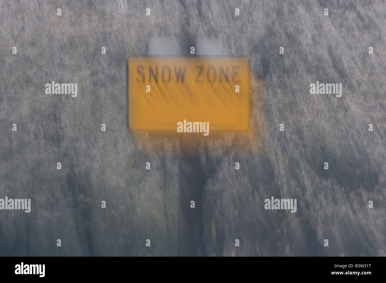 Snow Zone highway sign Stock Photo - Alamy