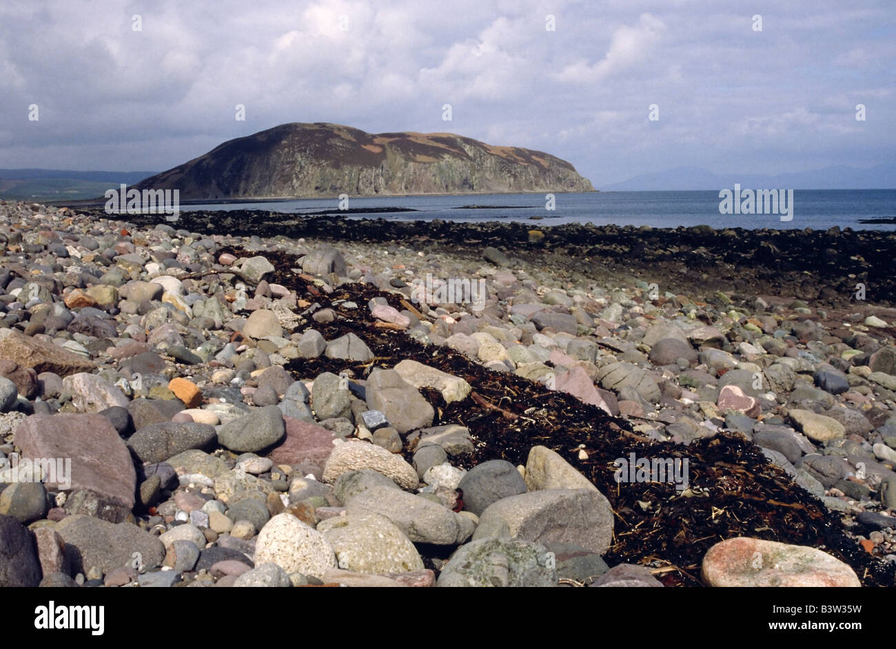 Island Davaar, viewed across Kildalloig Bay, Campbeltown, Kintyre ...