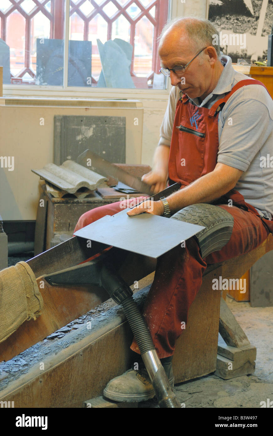 Slate working demonstration at The Welsh National Slate Museum in ...