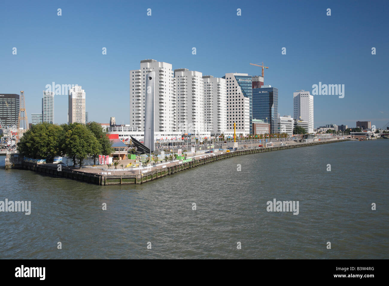 Rotterdam skyline view from Erasmus Bridge, Rotterdam, Netherlands ...
