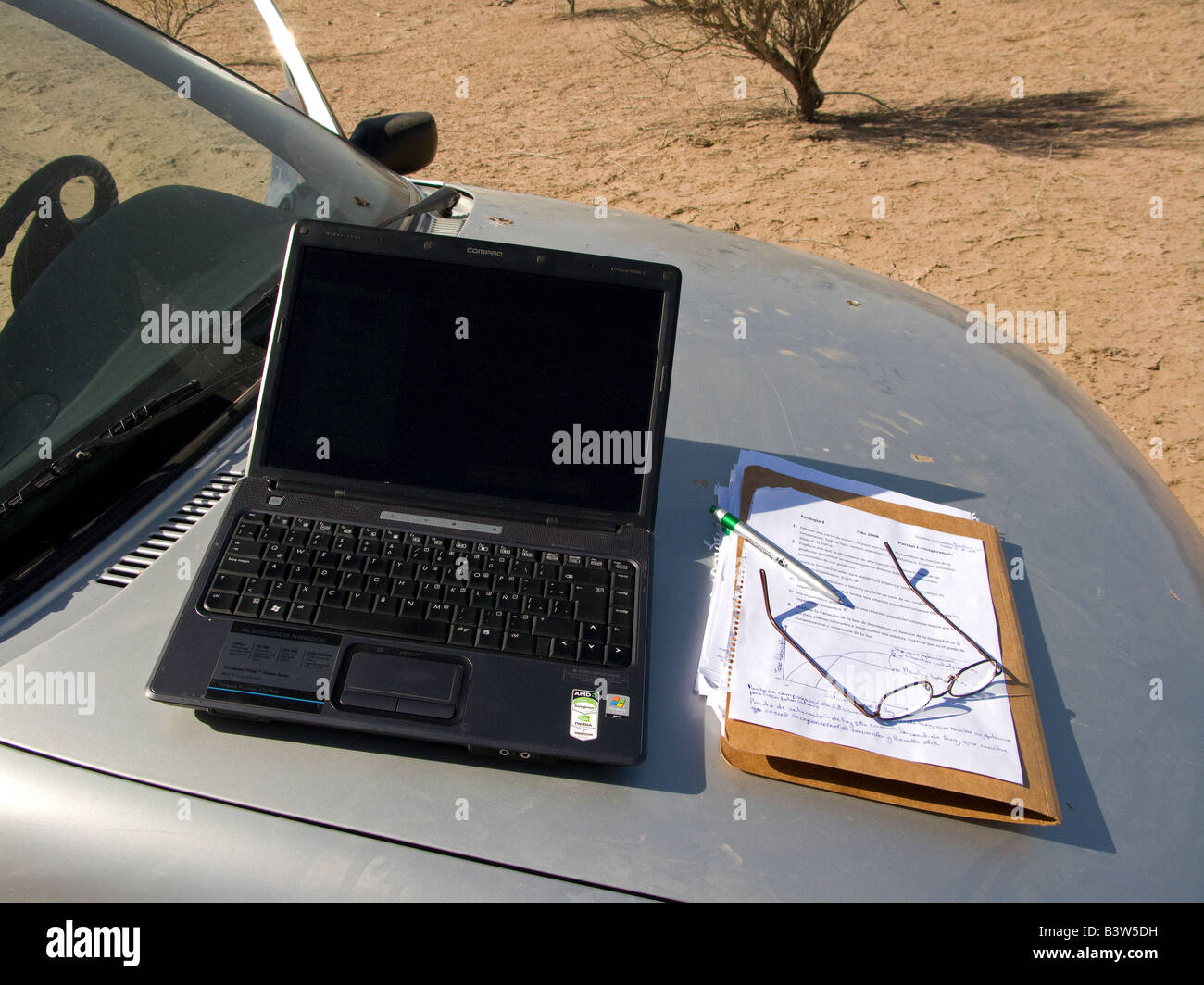 Open notebook on a car during environmental research Stock Photo - Alamy