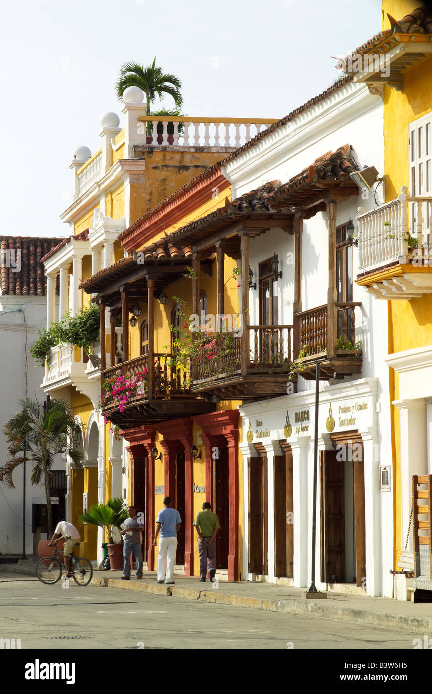 Spanish colonial buildings with balconies Stock Photo - Alamy