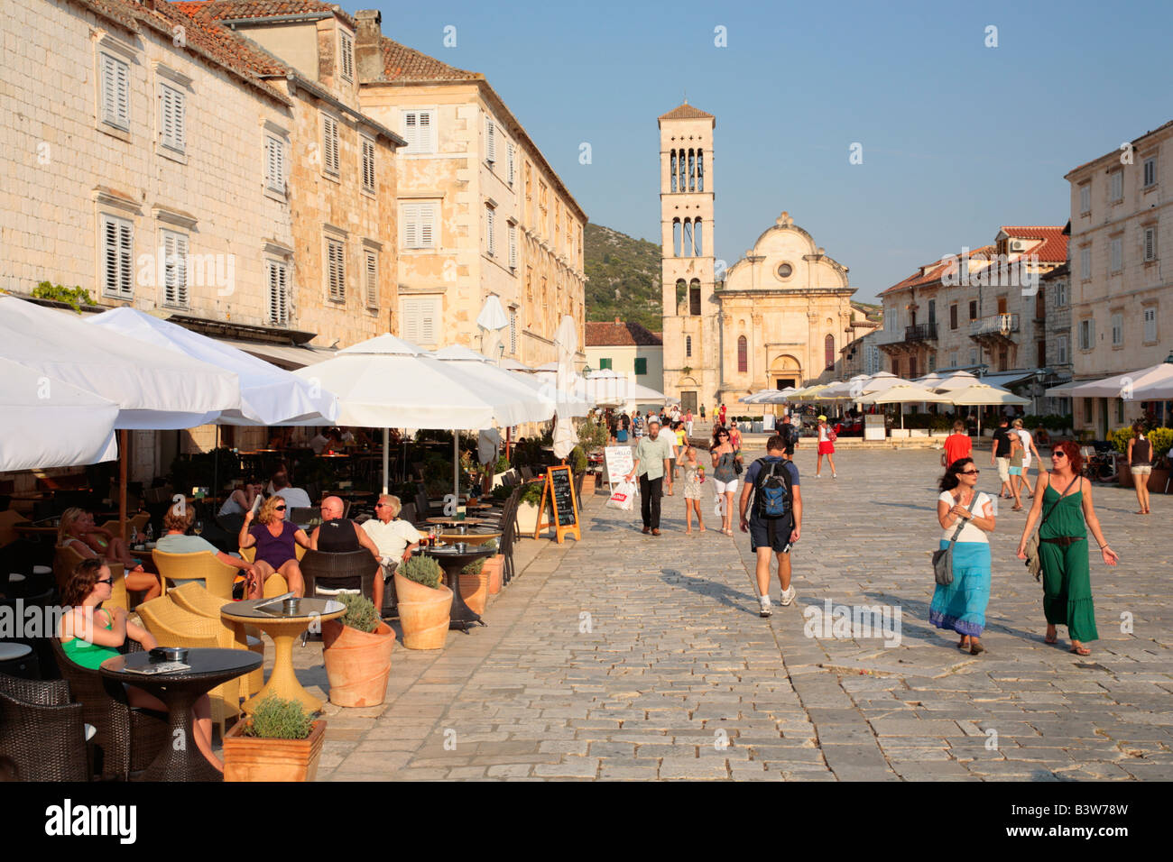 main square of Hvar Town, Hvar Island, Republic of Croatia, Eastern ...