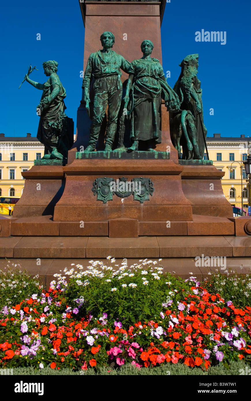 Sculptures in the statue of Alexander the Second at Senaatintori square ...