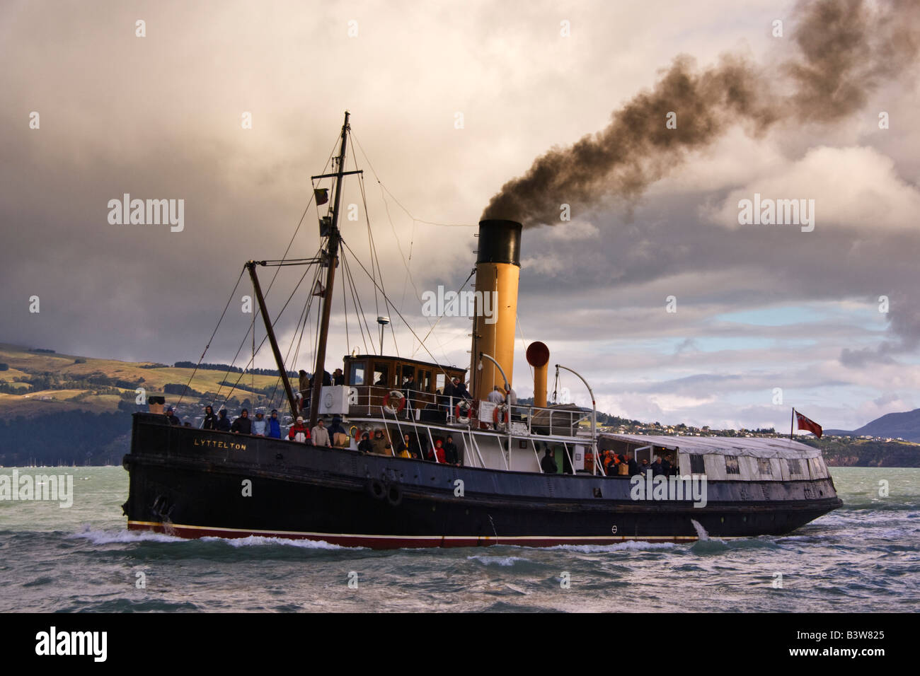 A preserved coal burning steam tug sails on excursions on Lyttelton ...