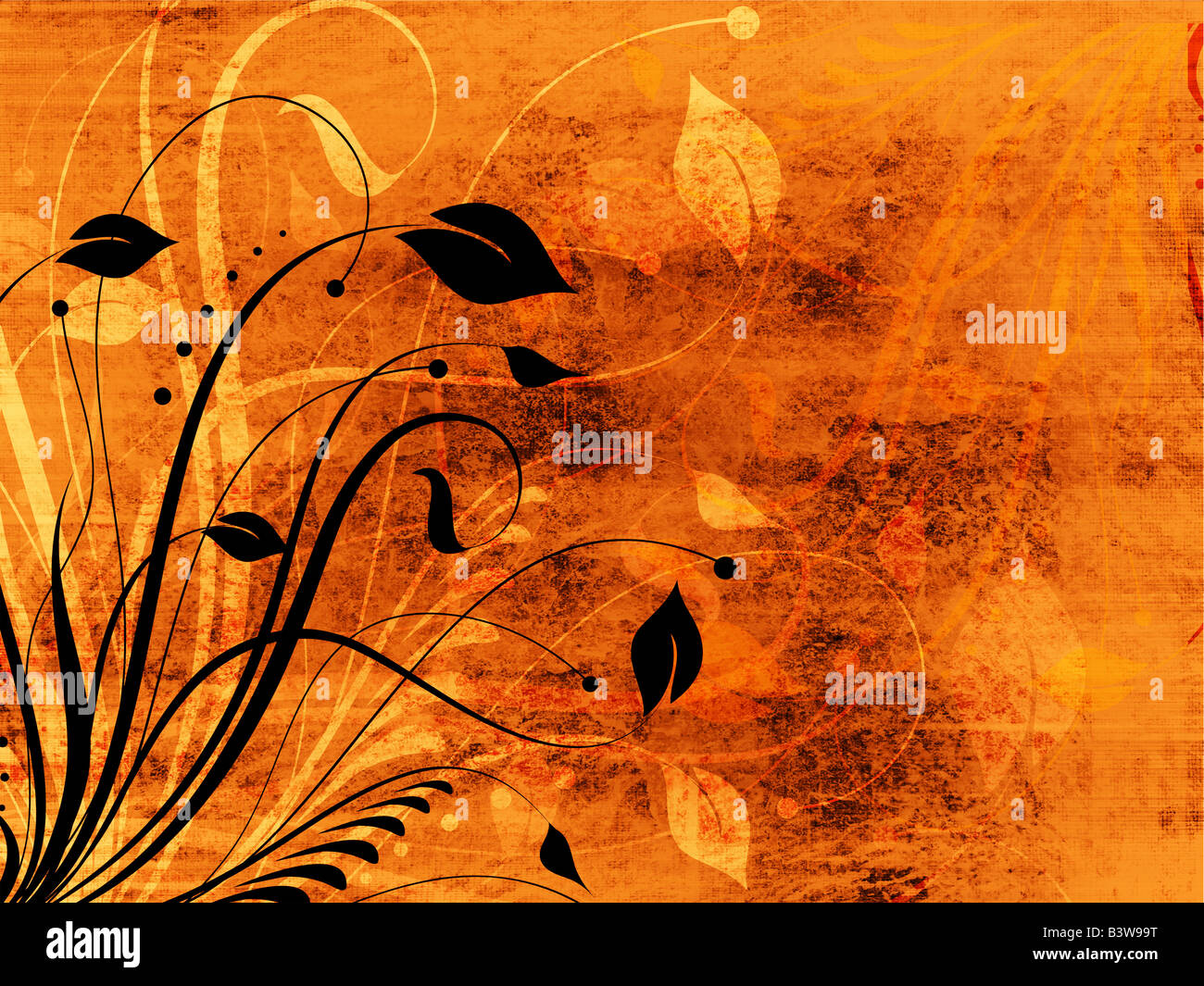 Floral design on grunge background Stock Photo - Alamy