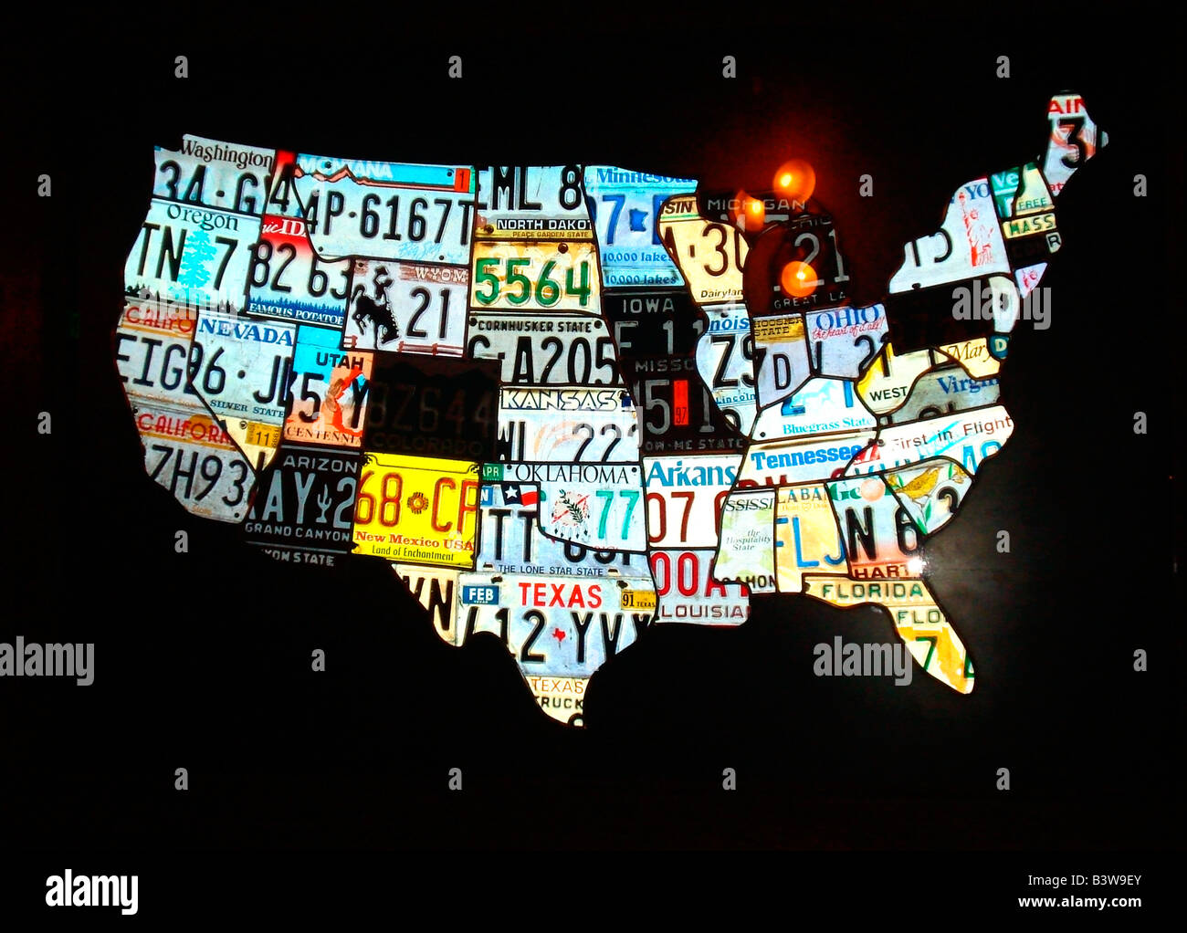 USA map made with car plates Stock Photo - Alamy
