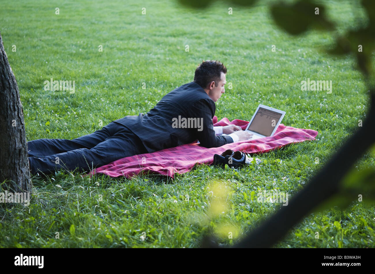Manager im Park Manager Working Outdoor Stock Photo - Alamy