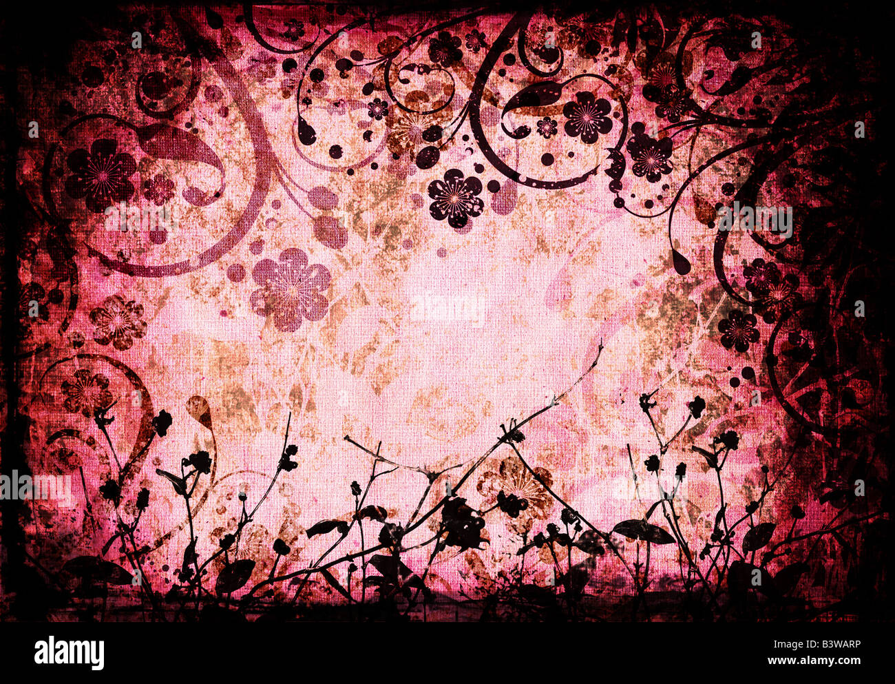 Floral design on grunge background Stock Photo - Alamy
