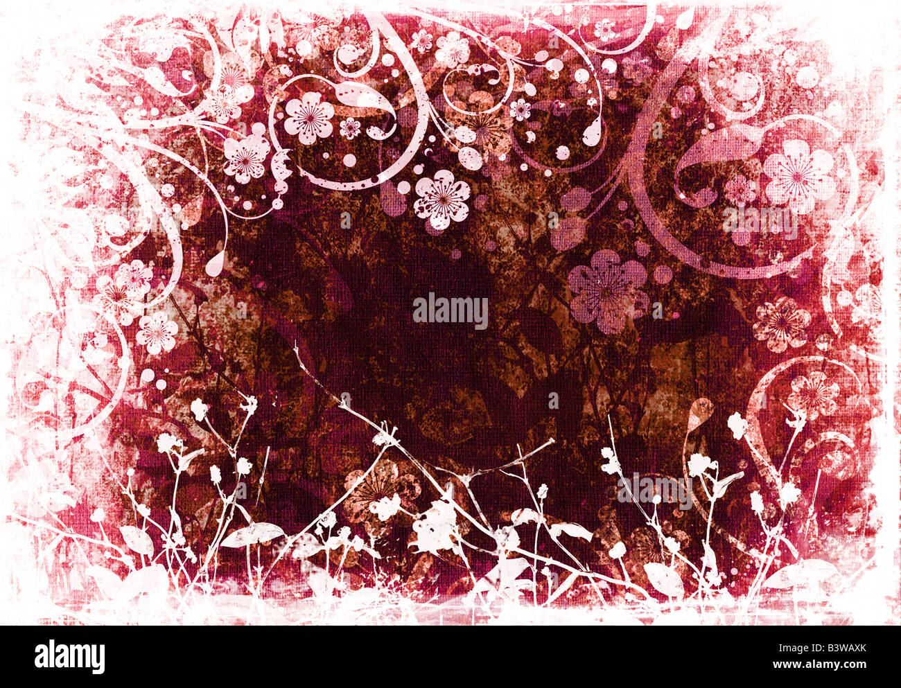 Floral design on grunge background Stock Photo - Alamy