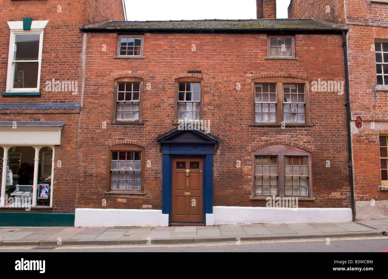 Front elevation of townhouse in Ludlow Shropshire England UK brown door ...