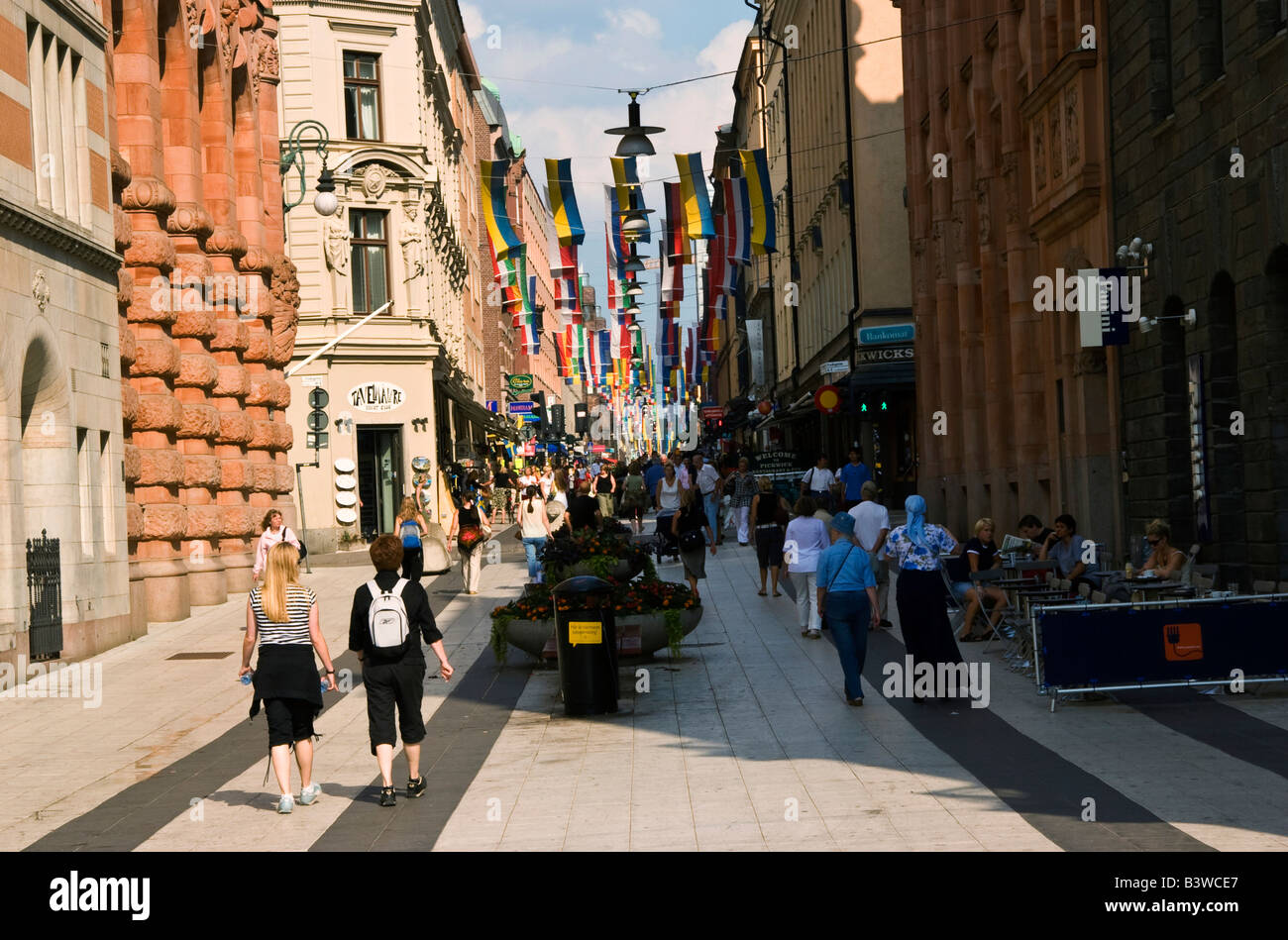 Europe, Sweden, Stockholm. A walking street for pedestrians only Stock ...