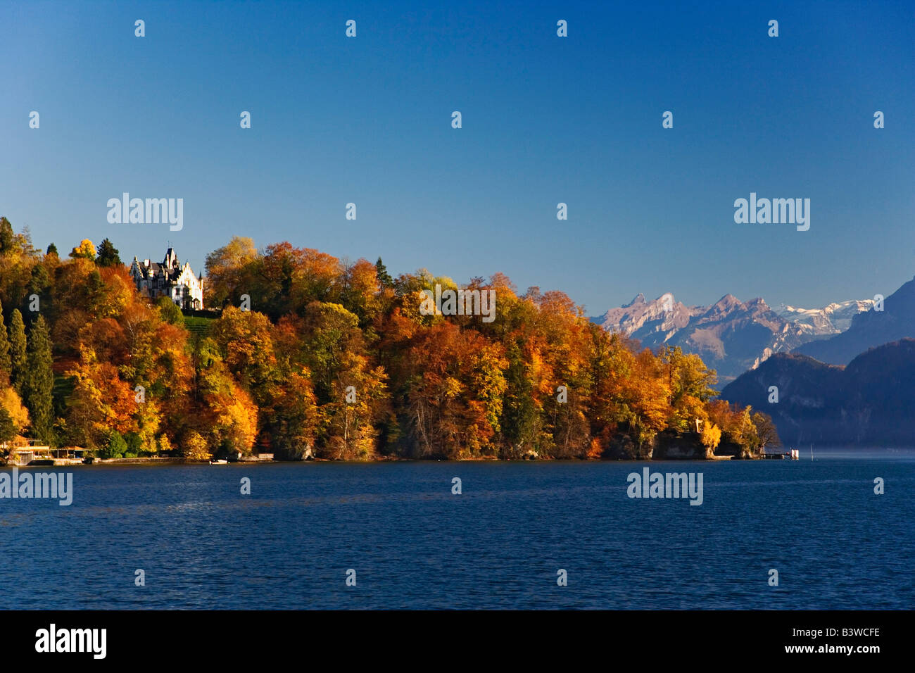 Lake Lucerne and autumn colors, Lucerne, Switzerland Stock Photo - Alamy
