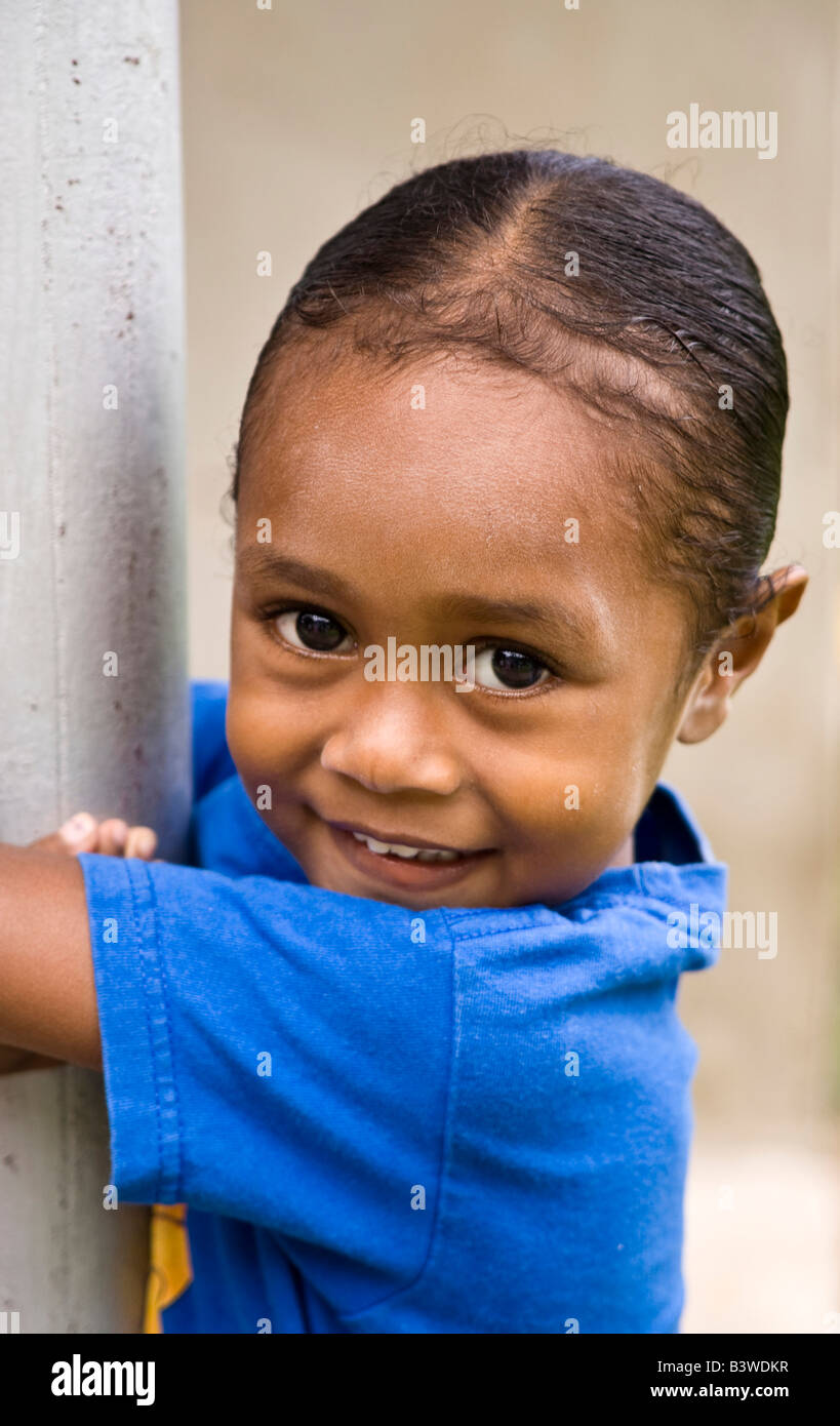 Fiji, Beqa Island. Portrait of a Fijian child Stock Photo - Alamy