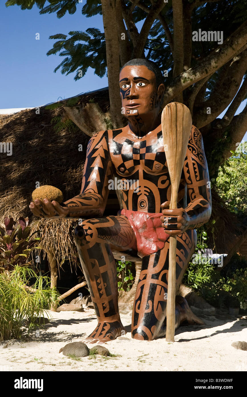 Oceania, French Polynesia, Moorea. Statue of a Taaroa warrior at ...