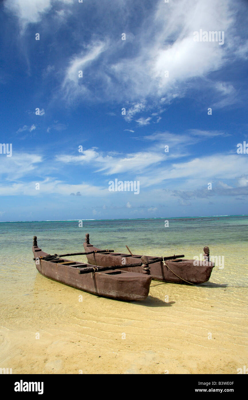 South Pacific, French Polynesia, Moorea. Traditional double-hulled ...