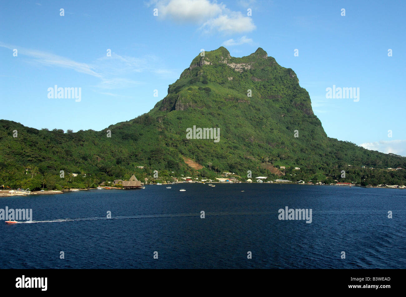 South Pacific, French Polynesia, Society Islands, Bora Bora. Port town ...