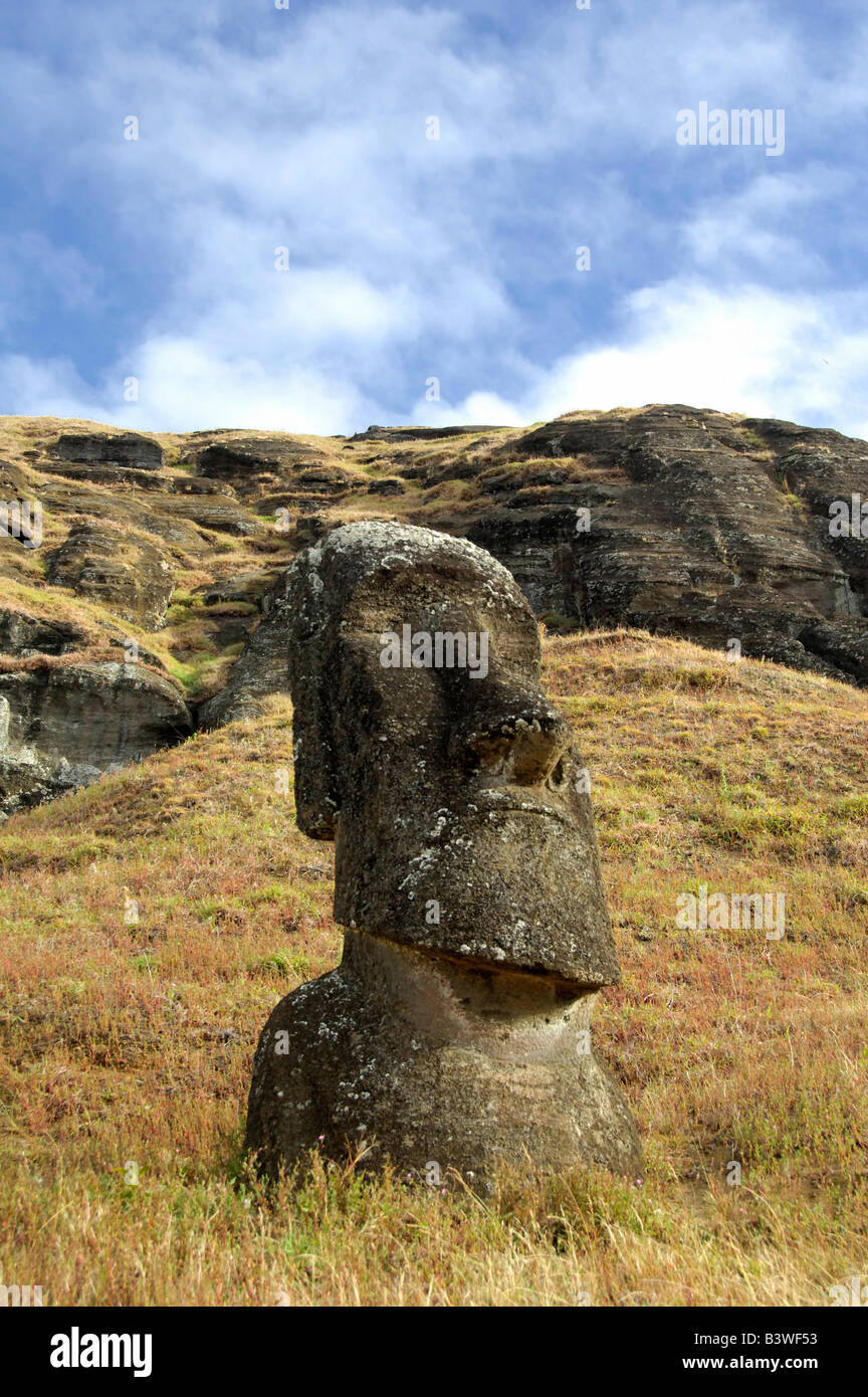 Chile, Easter Island (aka Rapa Nui). Rano Raraku, the main rock quarry ...