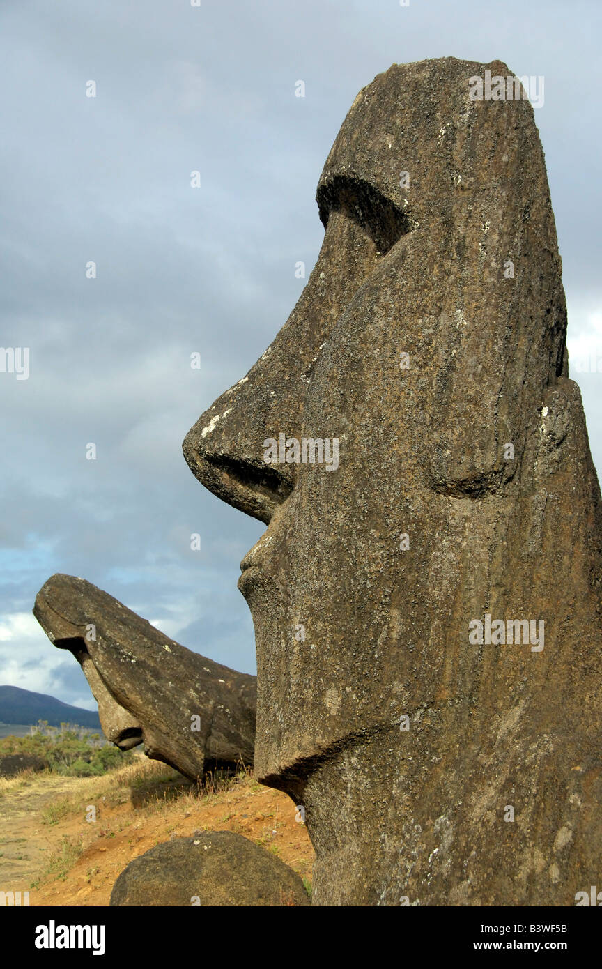 Chile, Easter Island (aka Rapa Nui). Rano Raraku, the main rock quarry ...
