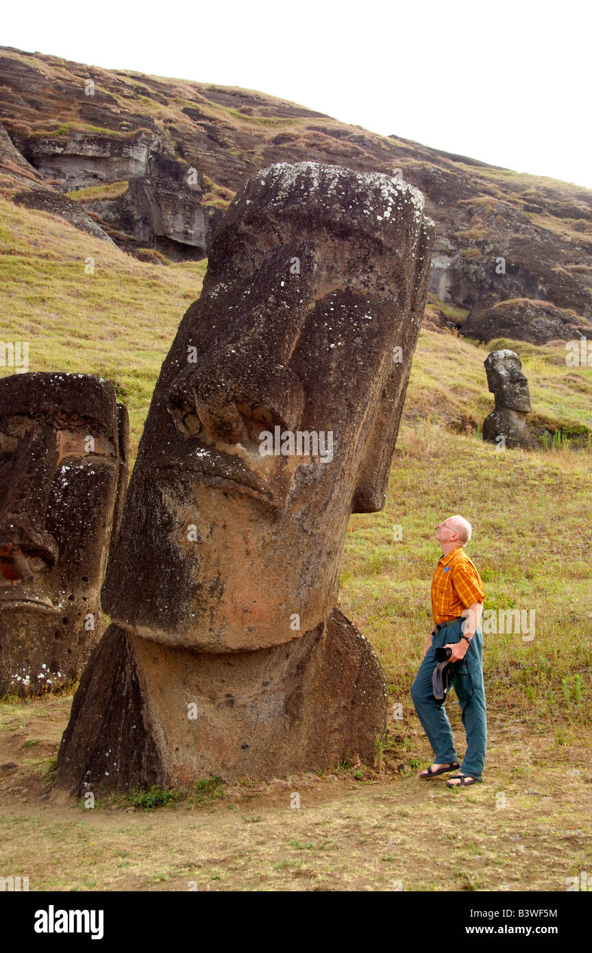 Chile, Easter Island (aka Rapa Nui). Rano Raraku, the main rock quarry ...