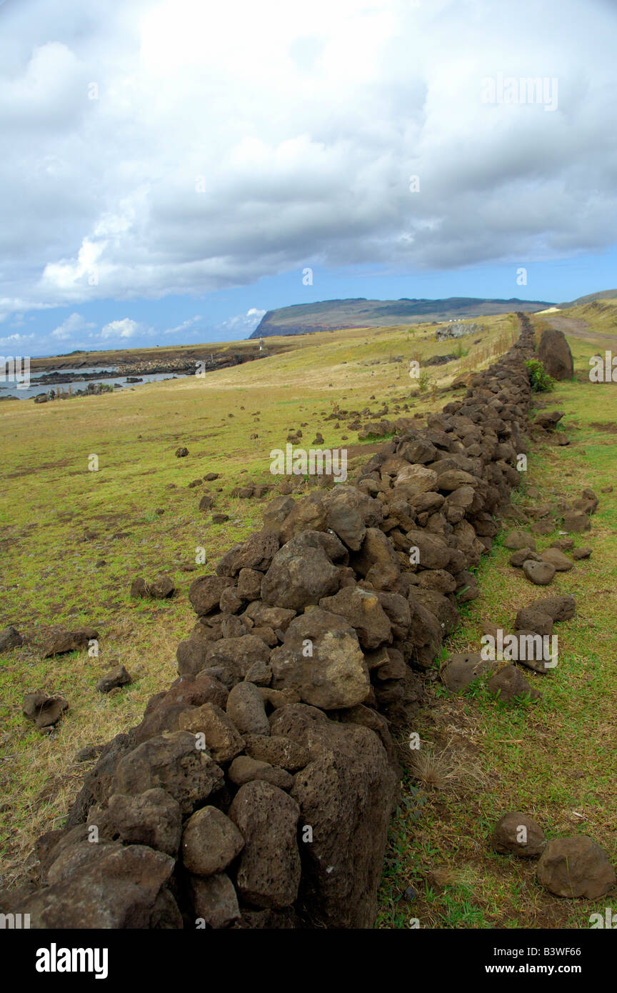 Chile, Easter Island (aka Rapa Nui). Coastal rock wall Stock Photo - Alamy