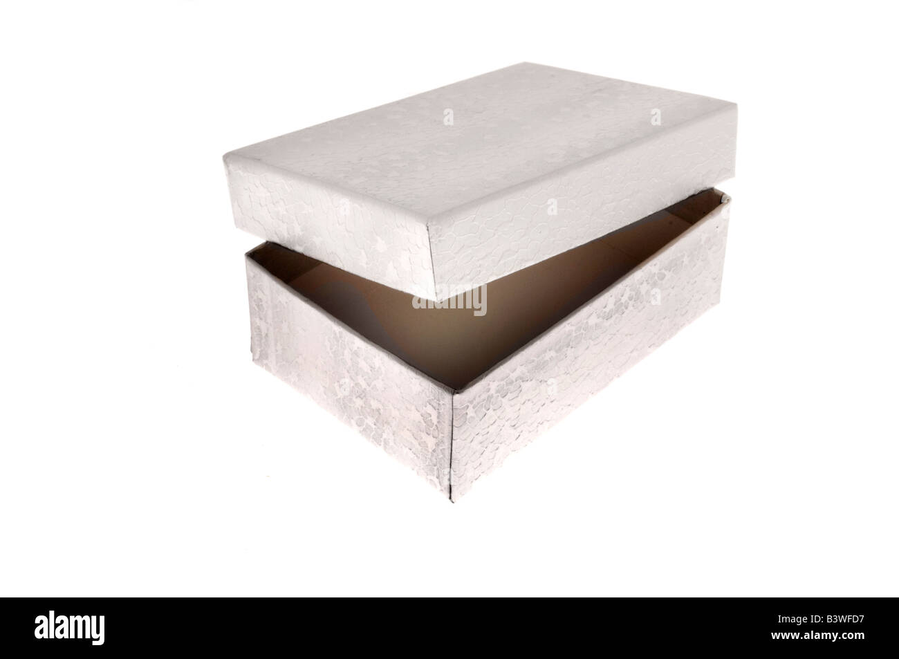 Silver gift box on white Stock Photo - Alamy
