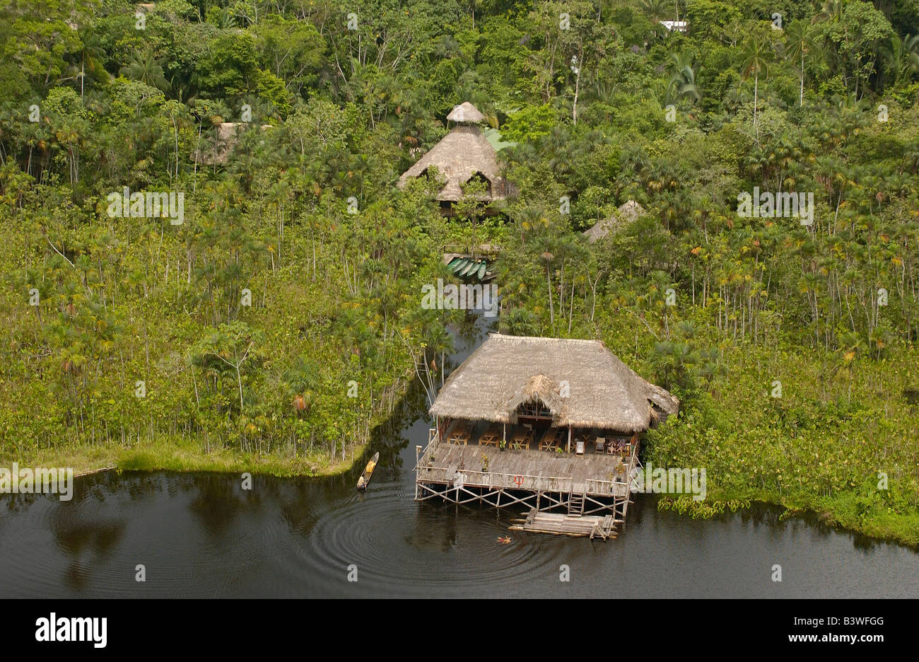 Sacha lodge on pilche cocha hi-res stock photography and images - Alamy