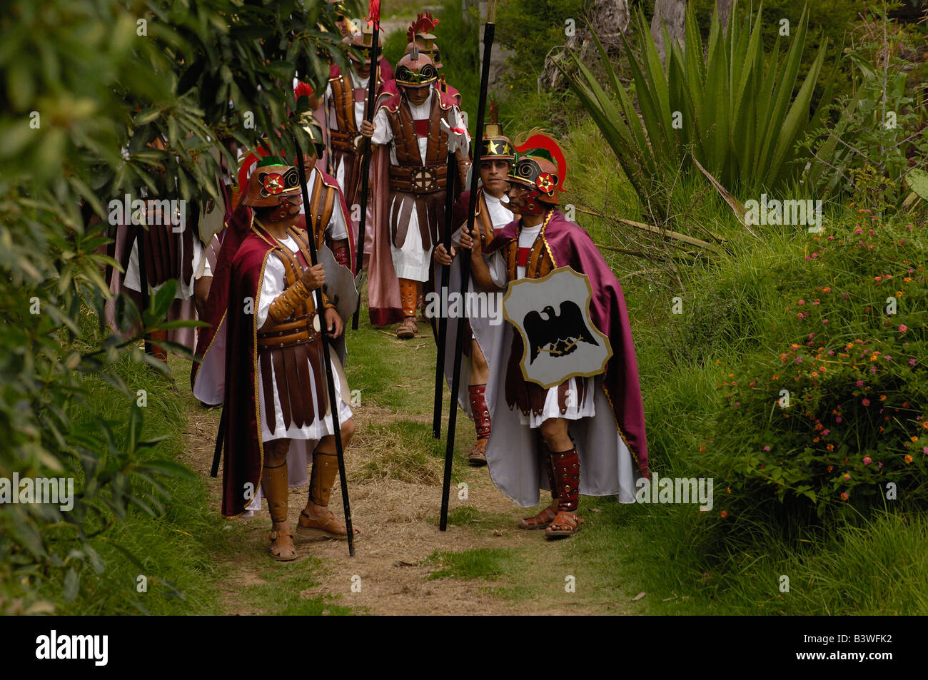 Roman guards during the Good Friday celebrations. La Merced, Pichincha ...