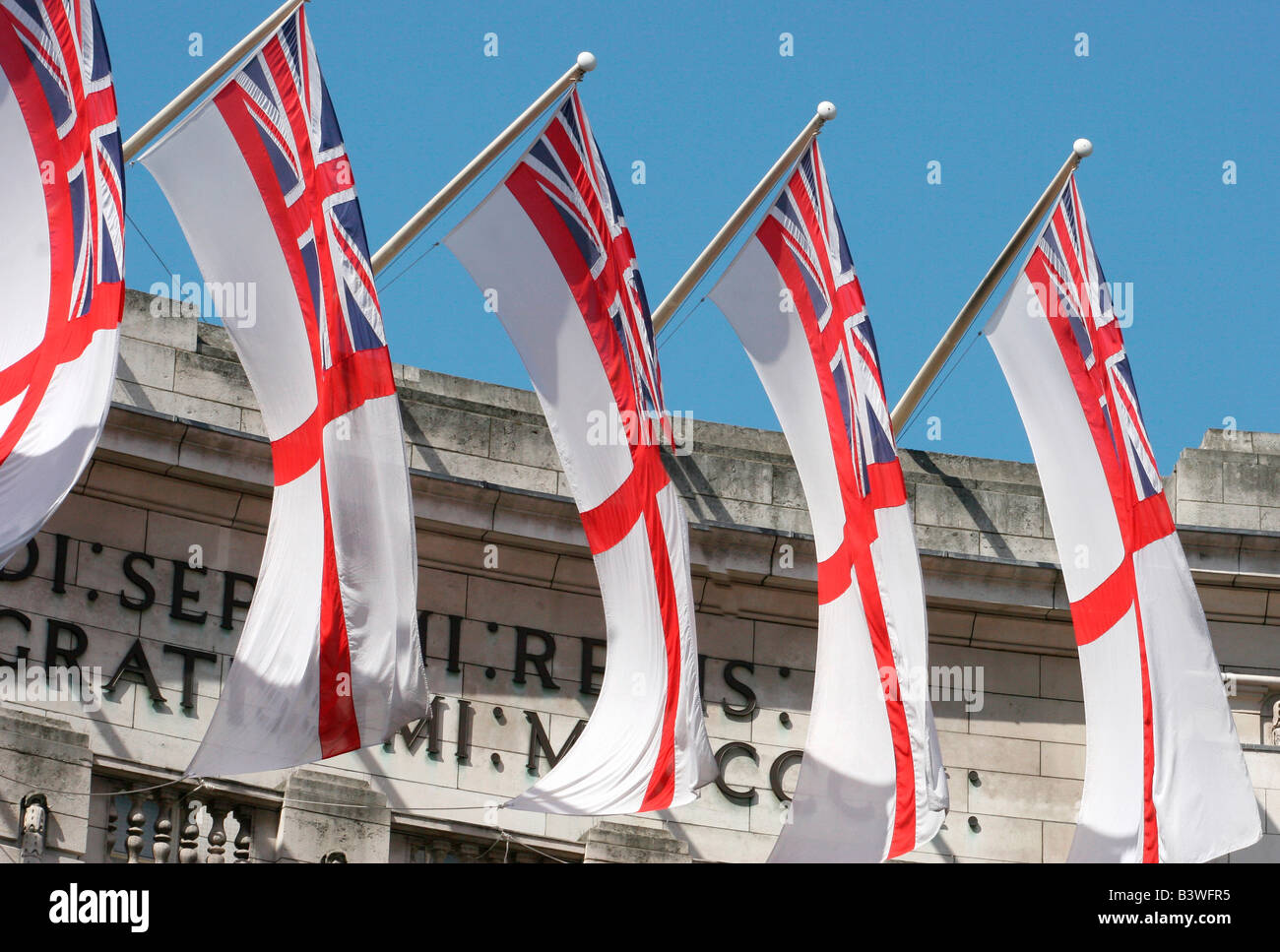 Admiralty Arch, flags and Union Jack's, London, England, UK, Europe ...