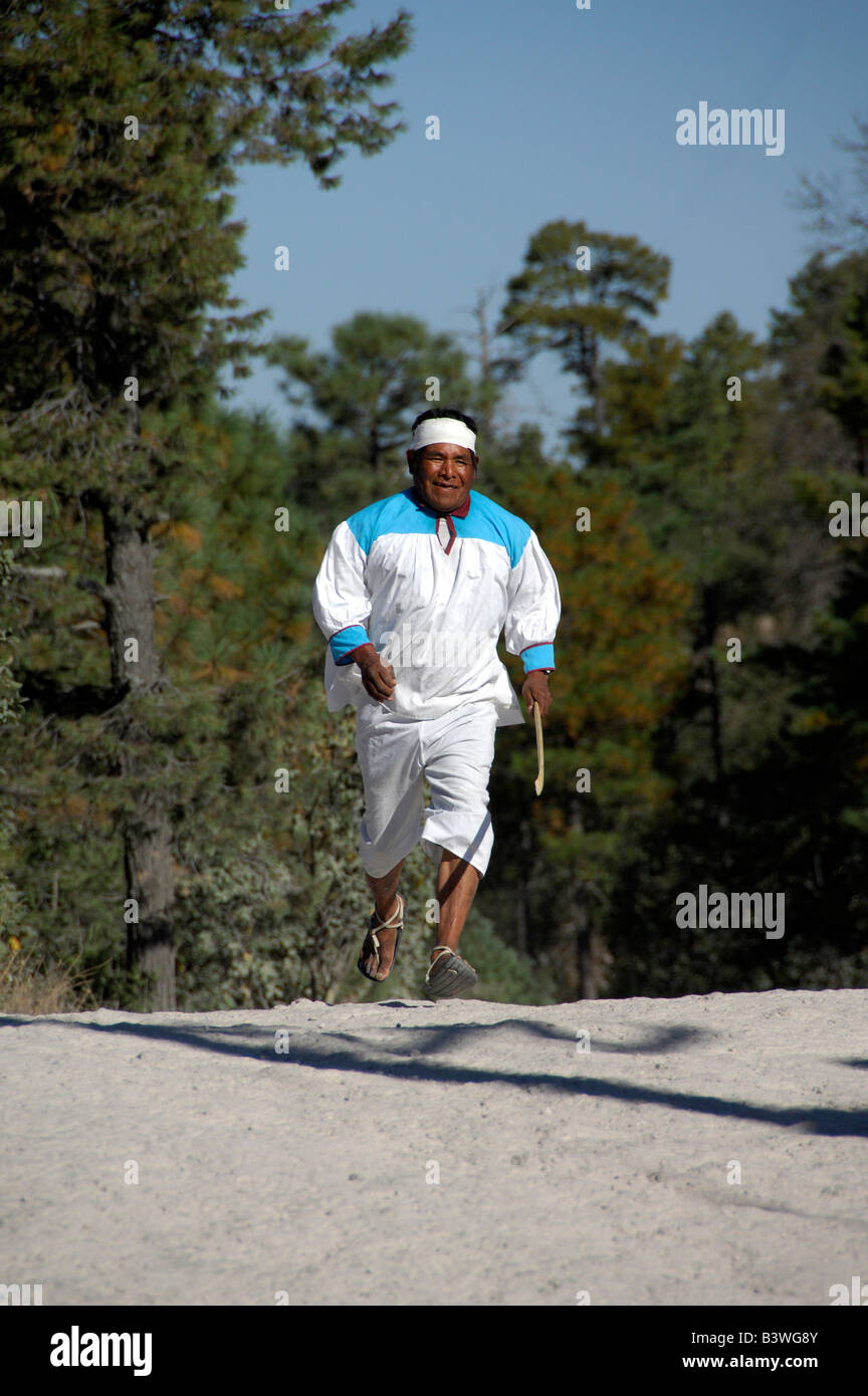 Mexico, Chihuahua, Copper Canyon. Tarahumara man running Stock Photo ...