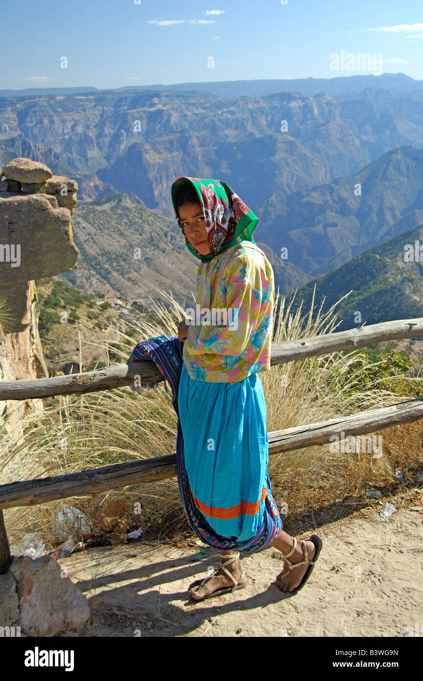 Mexico, Chihuahua, Copper Canyon. Tarahumara Indian girl Stock Photo ...