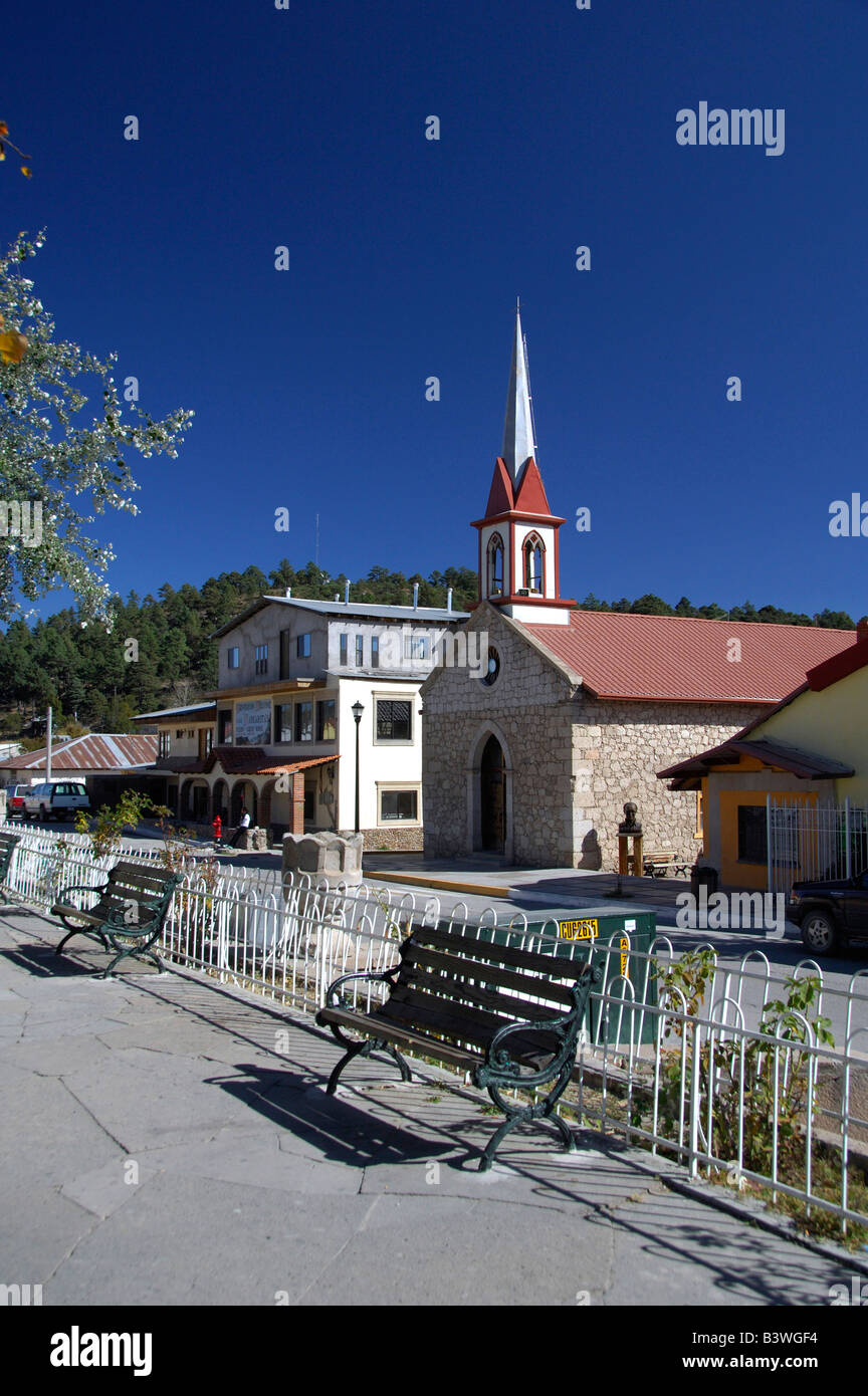 Mexico, State of Chihuahua, Copper Canyon, Creel. Downtown Creel, town ...