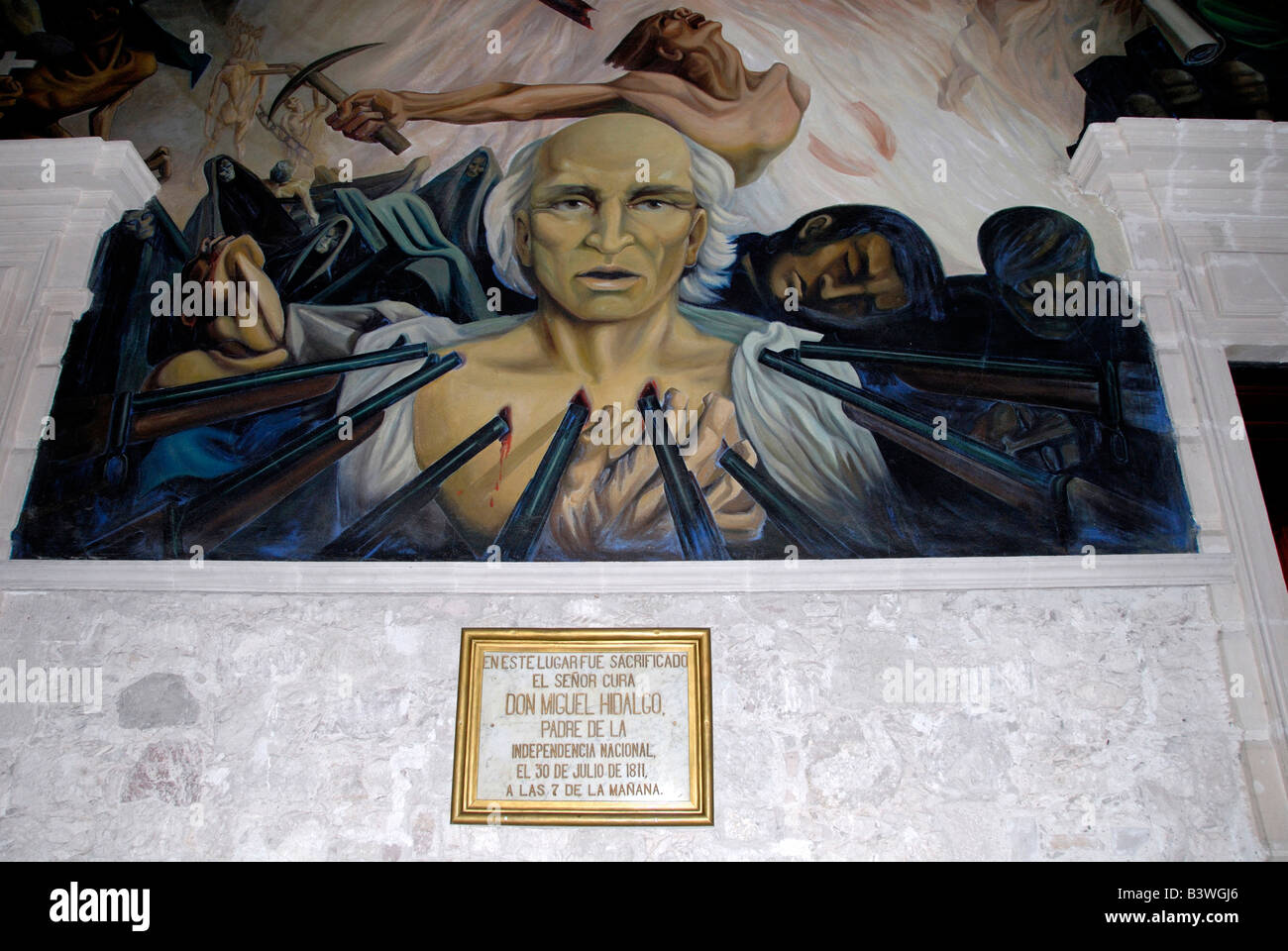 Mexico, Chihuahua. State Capital Building, mural of Miguel Hidalgo ...