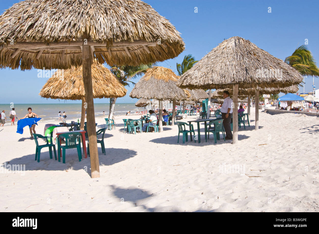 North America, Mexico, Yucatan, Progresso. The beach at Progresso Stock ...
