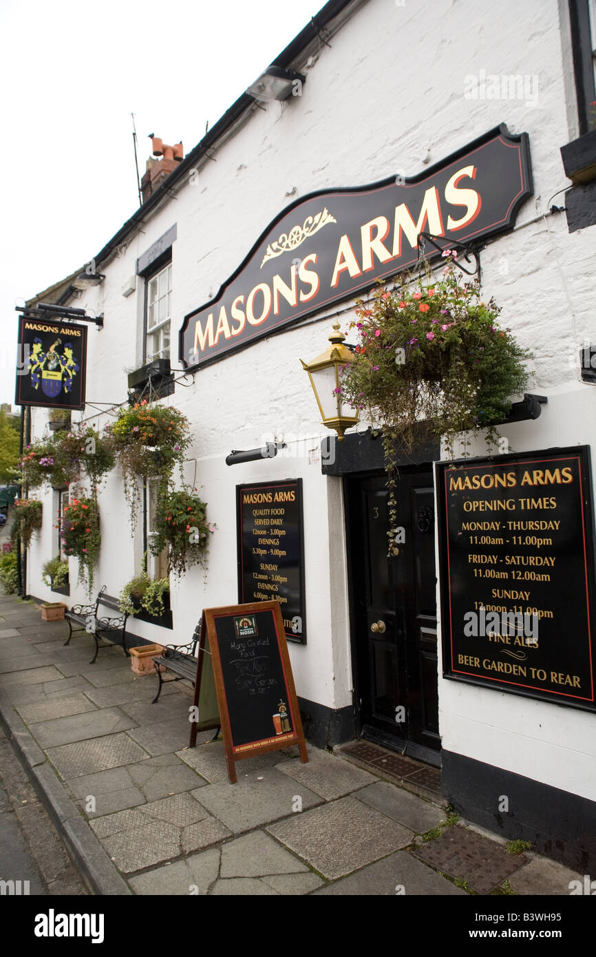 The Masons Arms public house in Warkworth in Northumberland. This is a ...