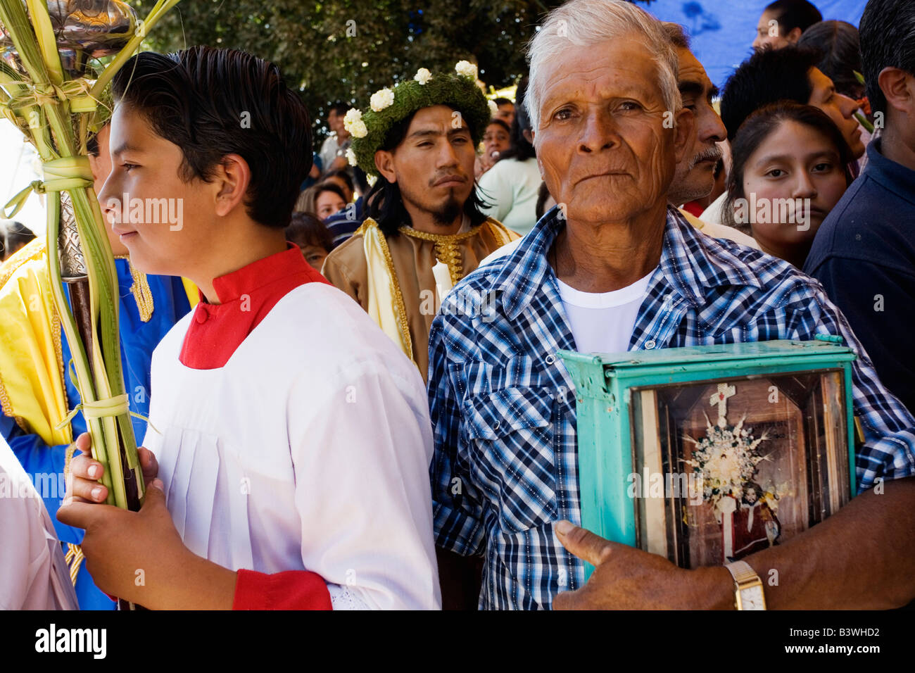 Easter Palm Sunday procession in San Antonio Castillo Velazco in Oaxaca ...